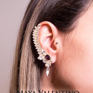 Purple Ear Cuff Earrings, Amethyst Ear Cuff Earrings, Swarovski Purple ...