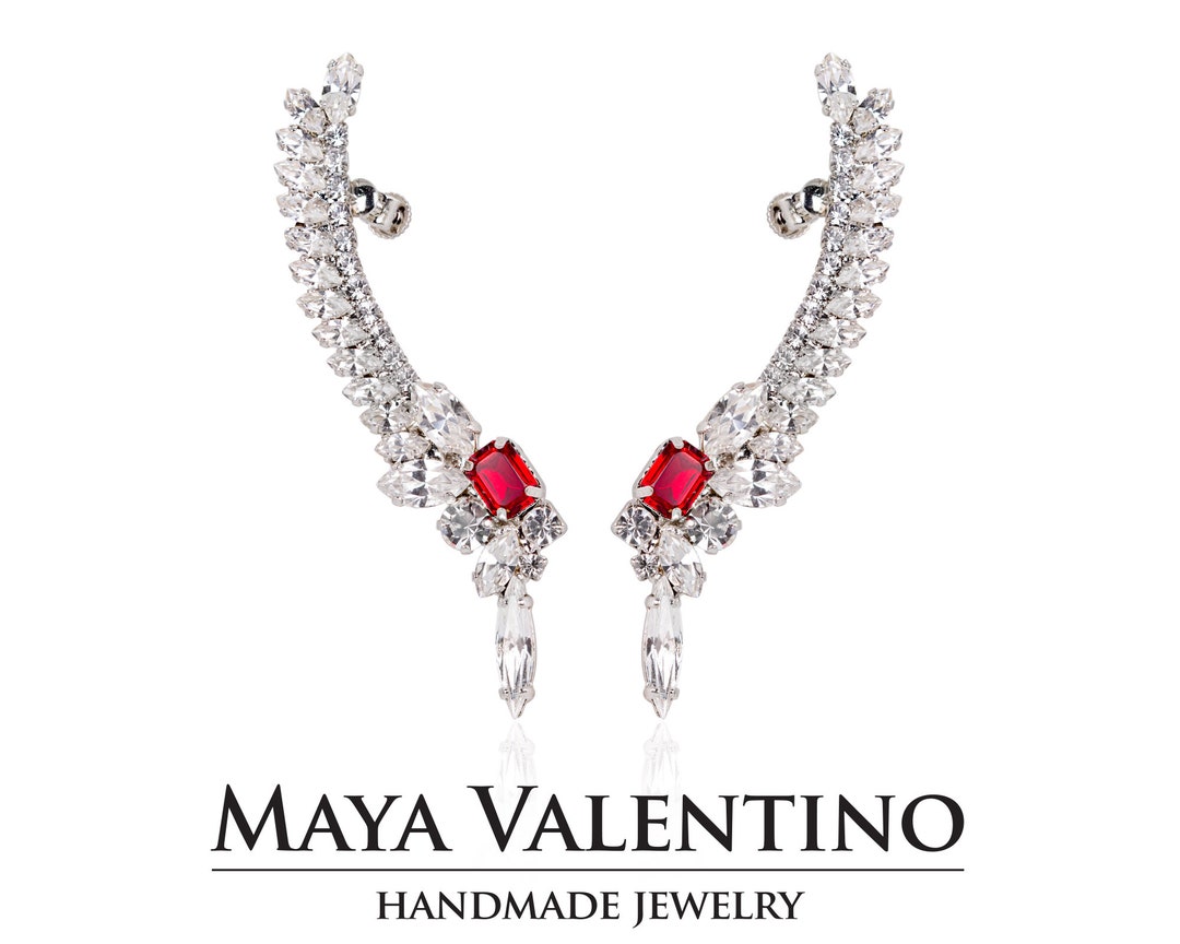 Climbing Earrings Ruby Ear Cuff Ear Cuff Earrings Ruby Red - Etsy