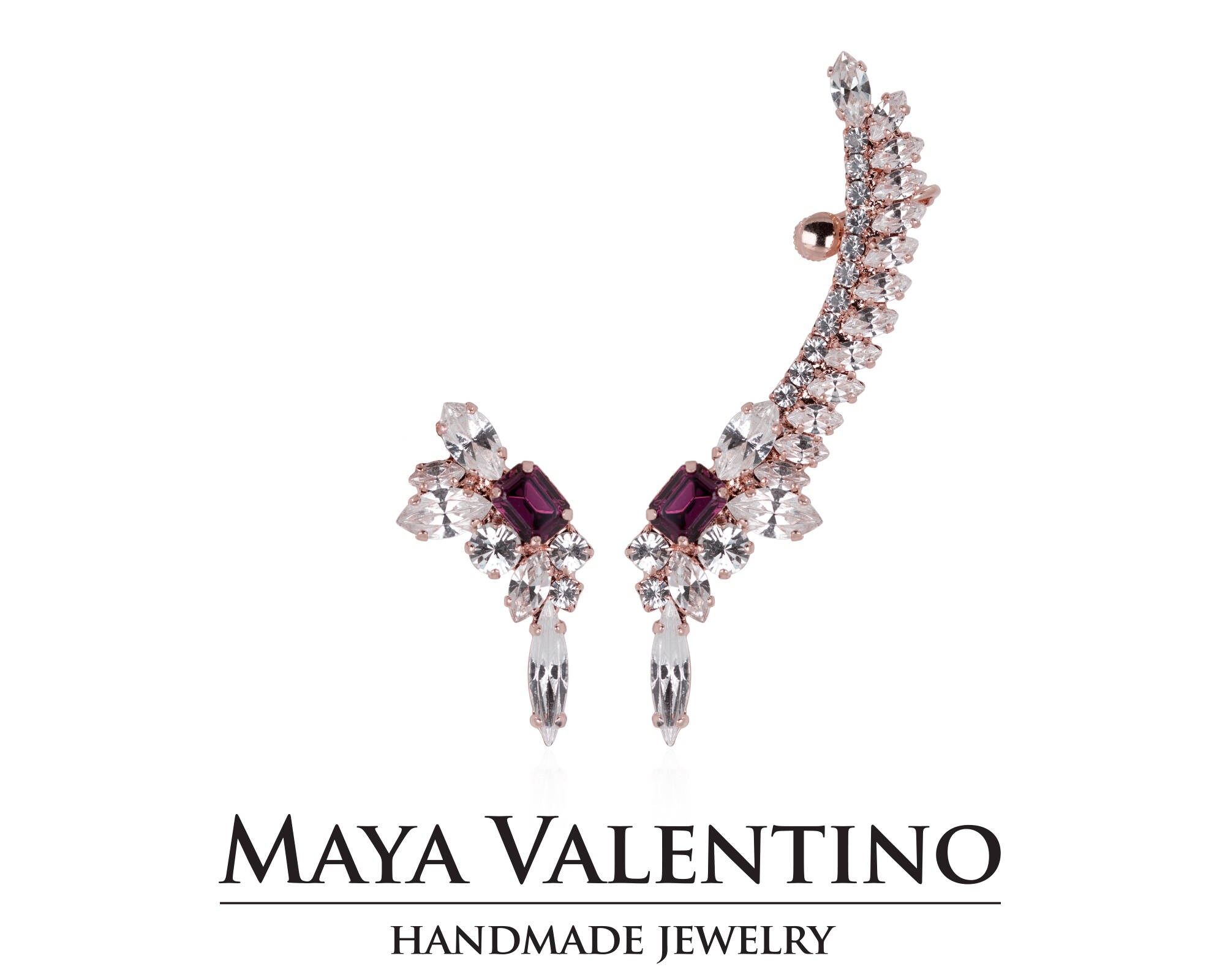 Purple Ear Cuff Earrings Amethyst Ear Cuff Earrings - Etsy Israel