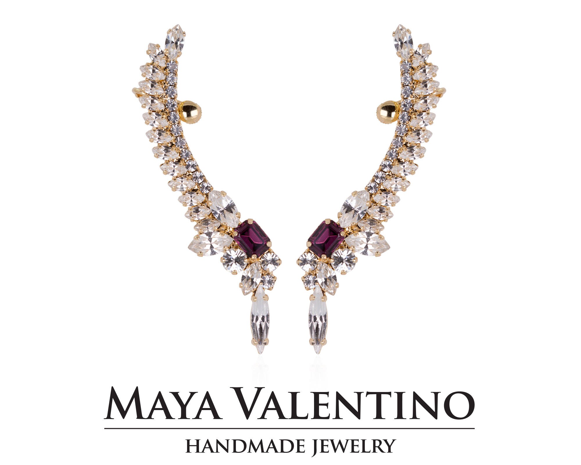 Purple Ear Cuff Earrings Amethyst Ear Cuff Earrings - Etsy Israel