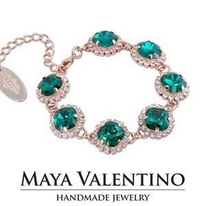 Emerald Bracelet, May Birthstone Bracelet, Green Swarovski Bracelet ...