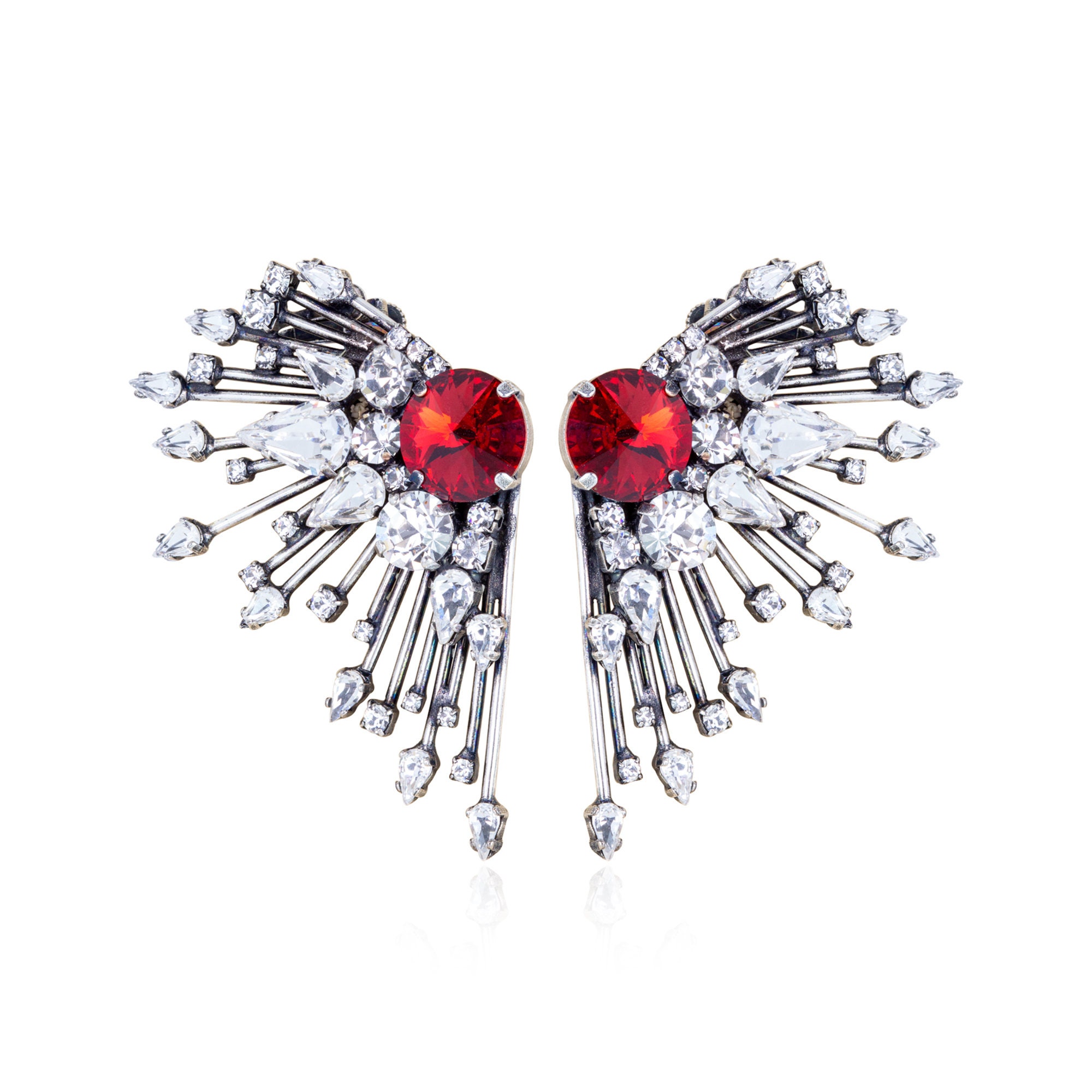 Red Ruby Earrings Garnet Earrings Red Ear Crawler Earrings | Etsy