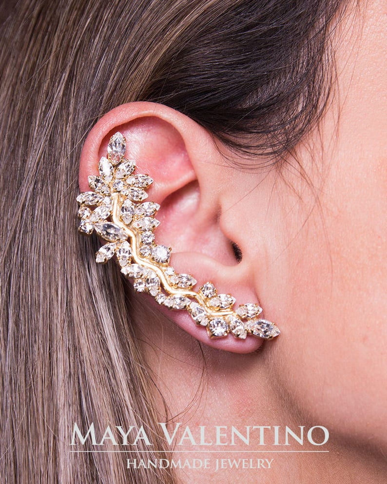 Bridal Ear Cuff Earrings Ear Climber Climbing Earrings - Etsy