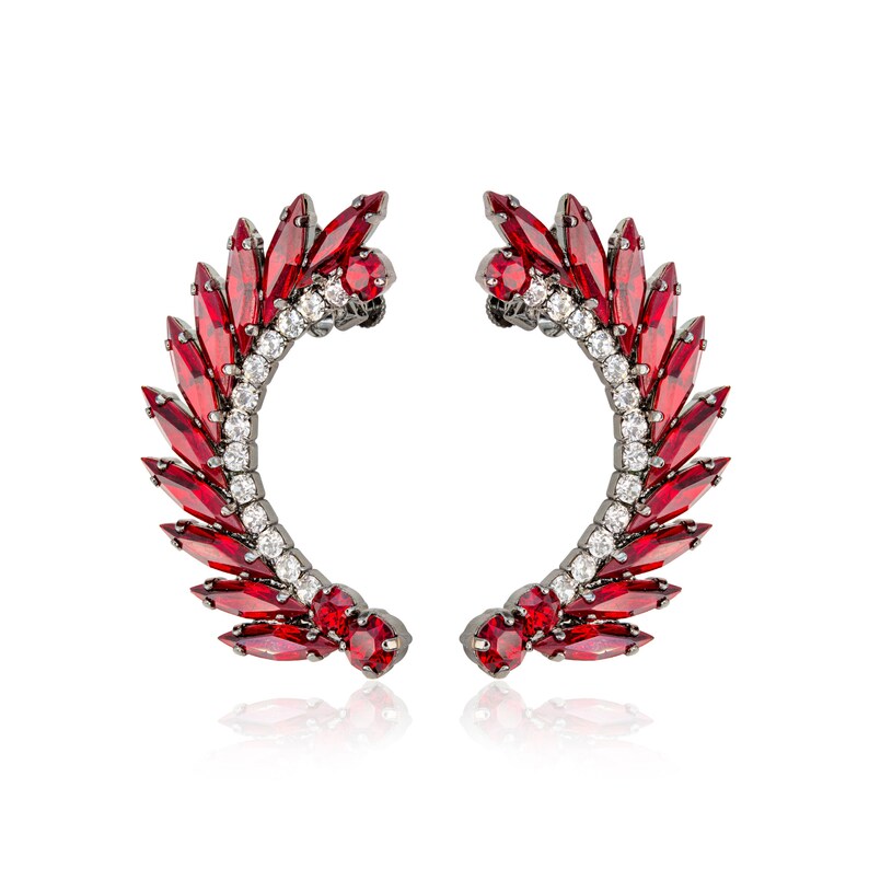 Ruby Ear Cuff Ruby Earring Ear Climber Swarovski Ear Cuff - Etsy