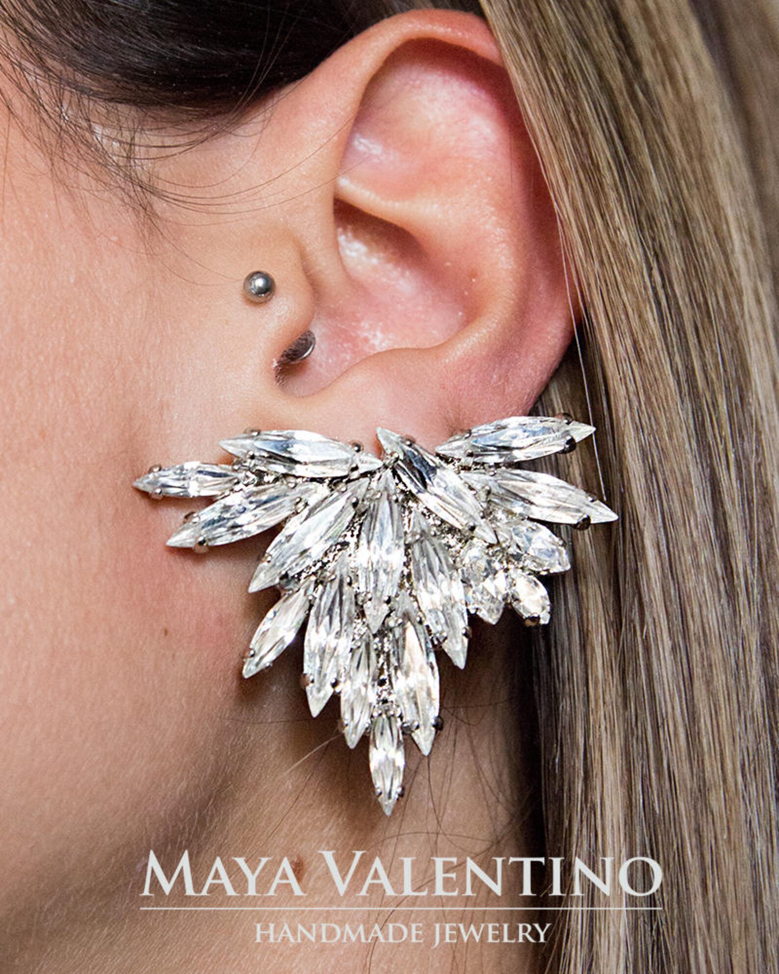 Large Statement Ear Cuff Climber Wedding Bridal Bridesmaid - Etsy