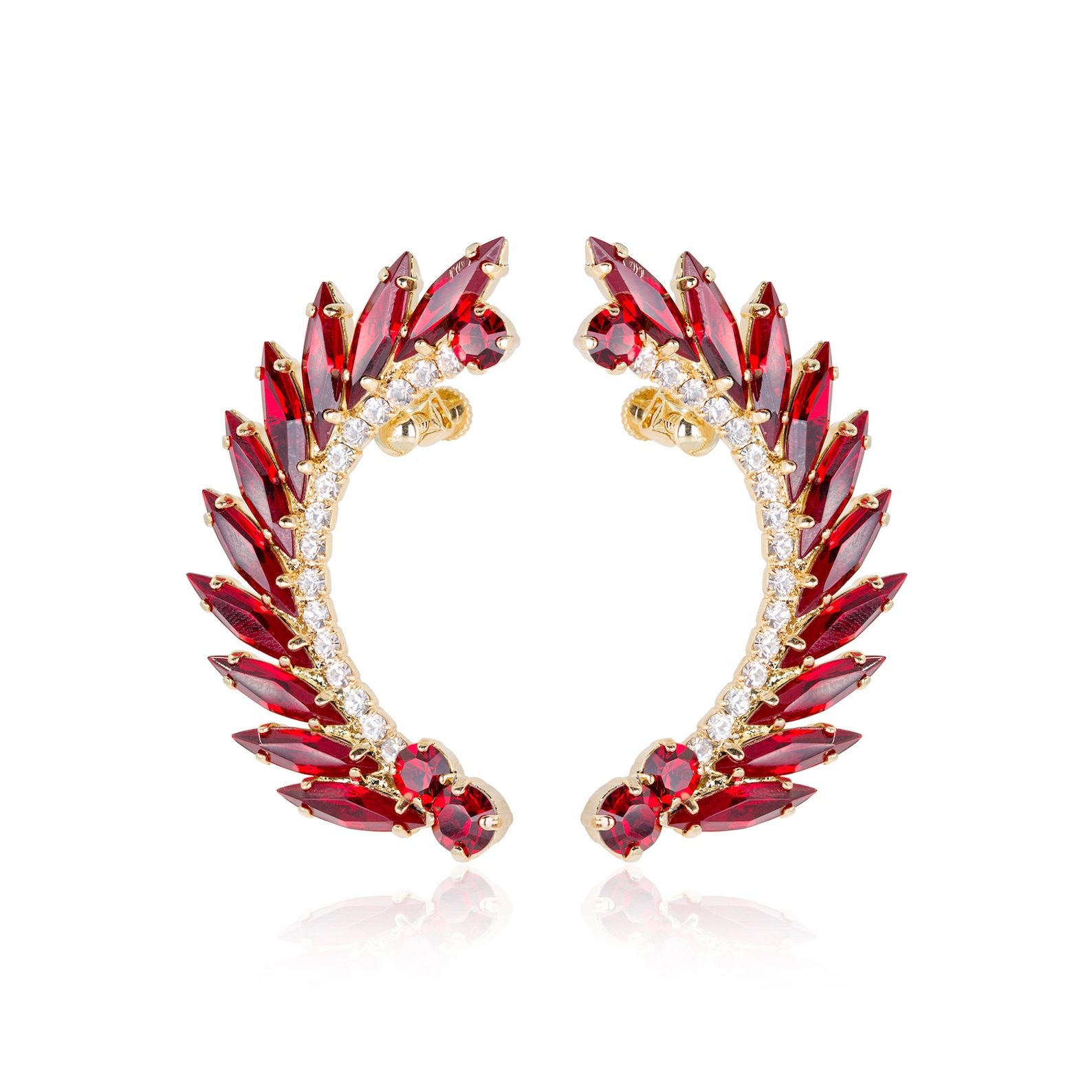 Ruby Ear Cuff Ruby Earring Ear Climber Swarovski Ear Cuff - Etsy