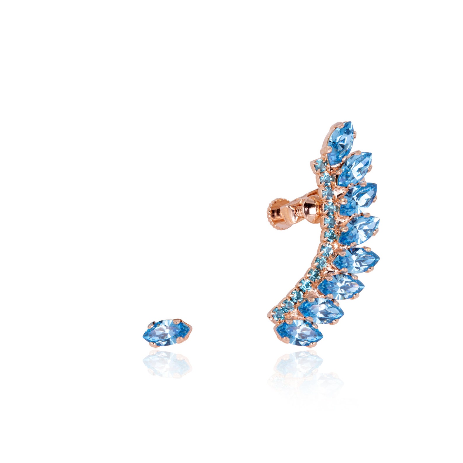 Aquamarine Light Blue Crystal Ear Cuff Earrings Swarovski Ear | Etsy