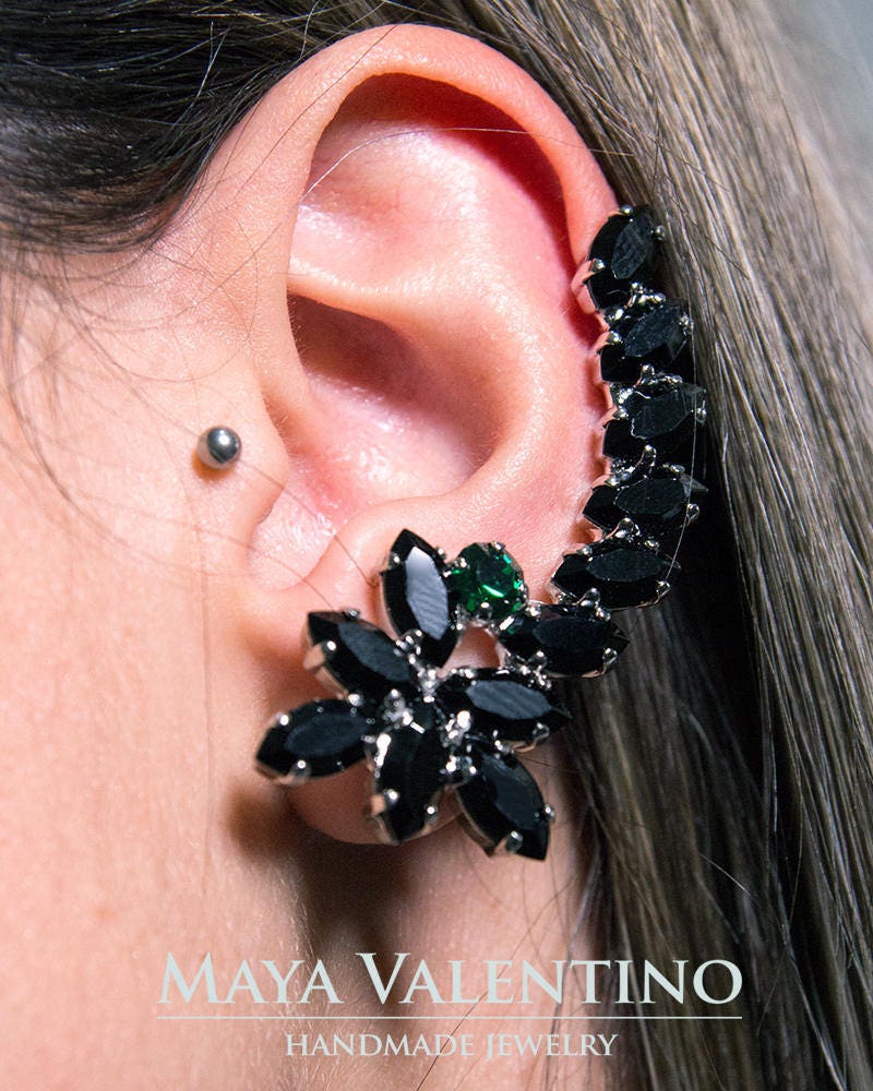 Ear Cuff Earrings Emerald Green Earrings Wedding Green | Etsy