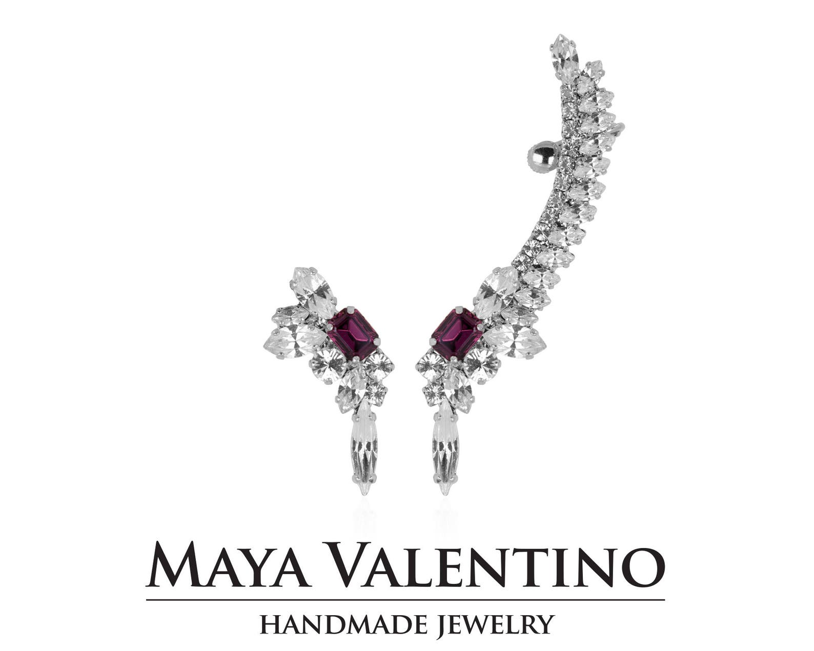 Purple Ear Cuff Earrings Amethyst Ear Cuff Earrings - Etsy Israel