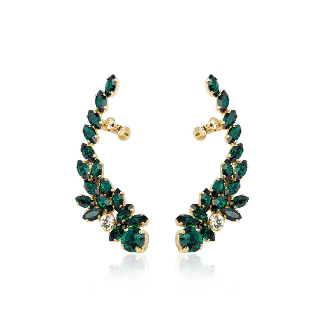 Ear Cuff, Emerald Earrings, Ear Cuff Earrings, Green Earrings, Ear ...