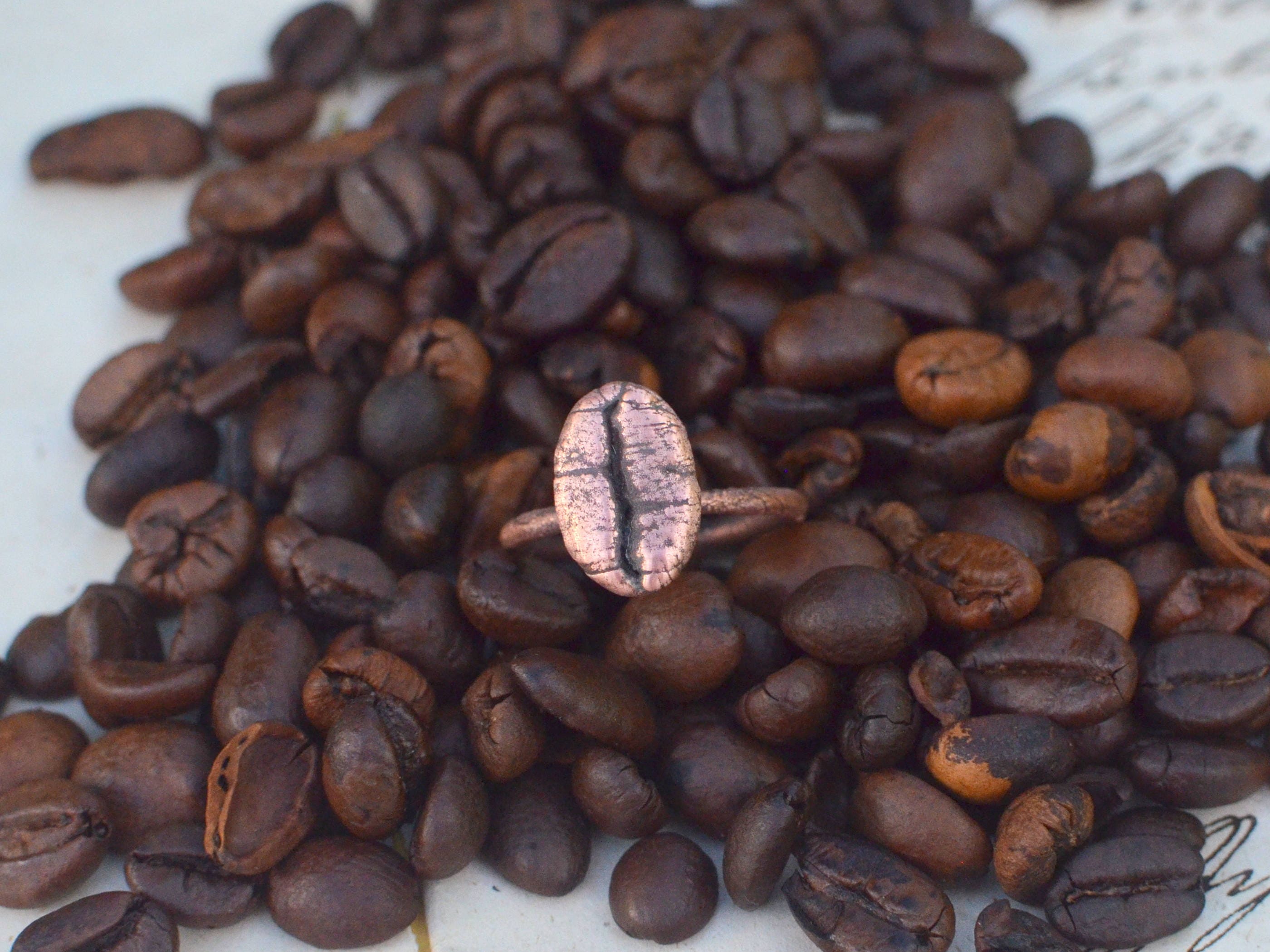 COFFEE BEAN Ring Us Size Made to ORDER Real Coffee in - Etsy UK