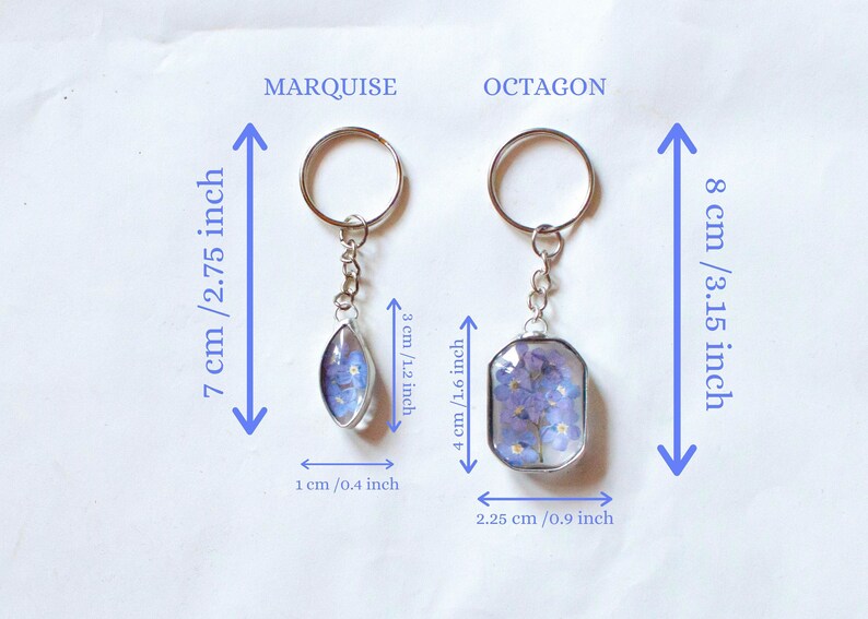 FORGET ME NOT Keychain, Made to Order, Myosotis, Nature Lover, Scorpion ...