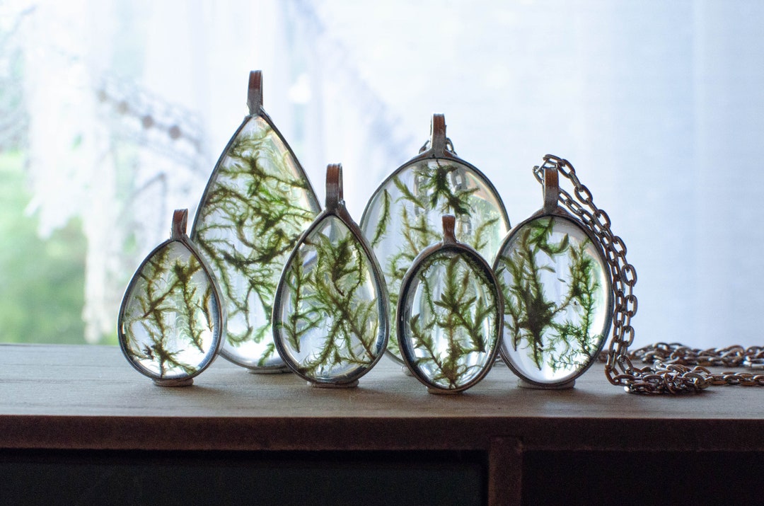 MOSS Terrarium Pendant Necklace, 6 Styles, Gift for Her, Plant Jewelry ...