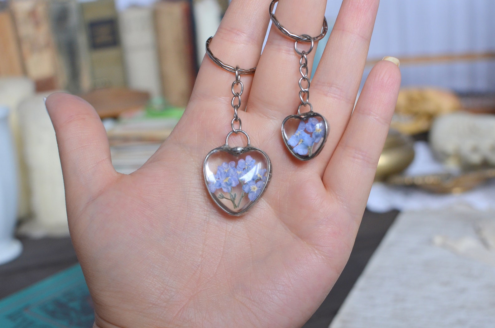 FORGET ME NOT Keychain, Made to Order, Myosotis, Nature Lover, Scorpion ...