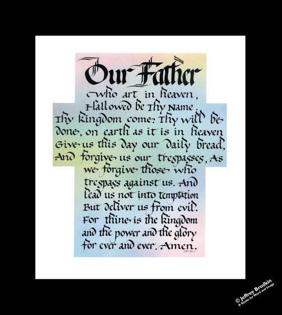 The Lord's Prayer. Calligraphy. Wall art. Removable art | Etsy