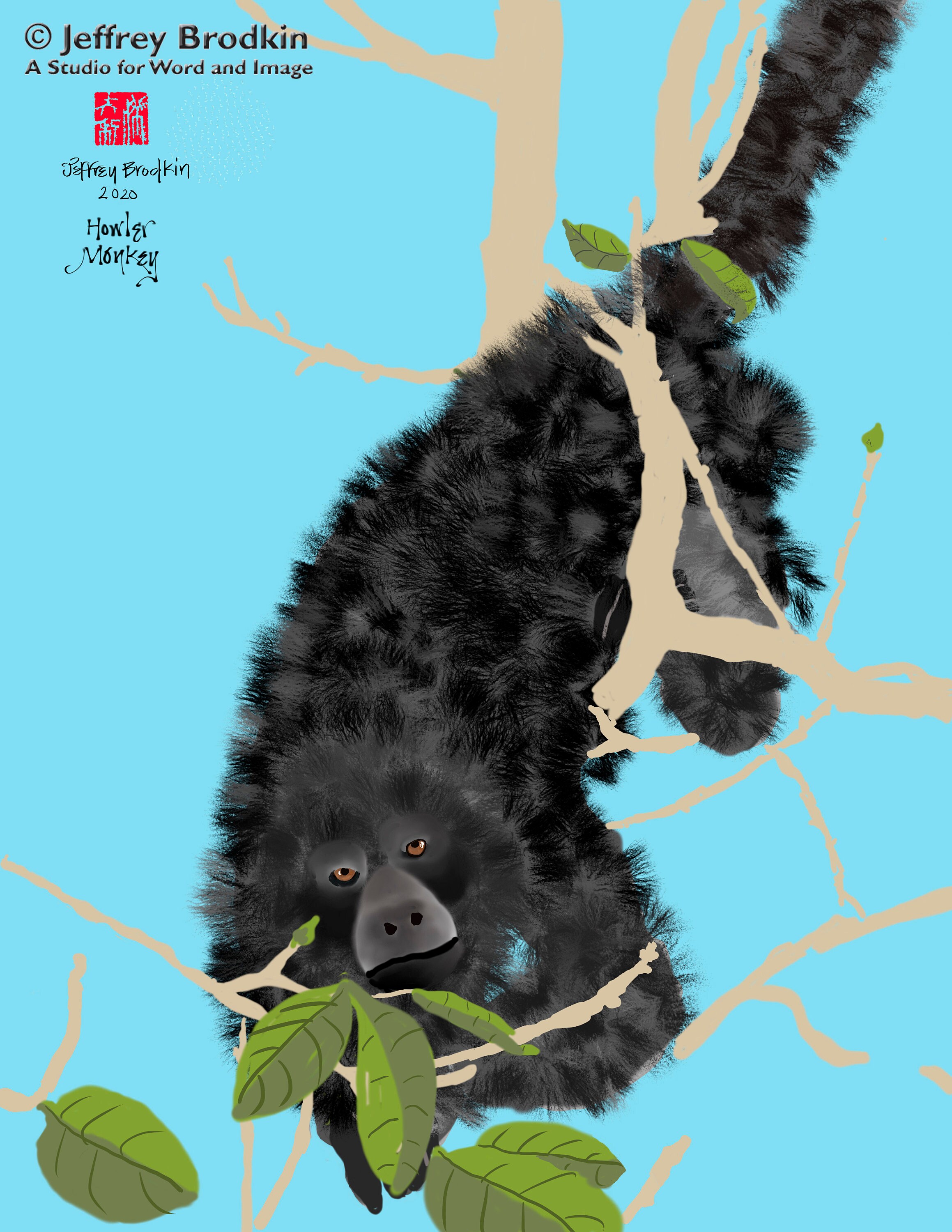 Howler Monkey. Digital Art. Print With Mat and Backing. | Etsy