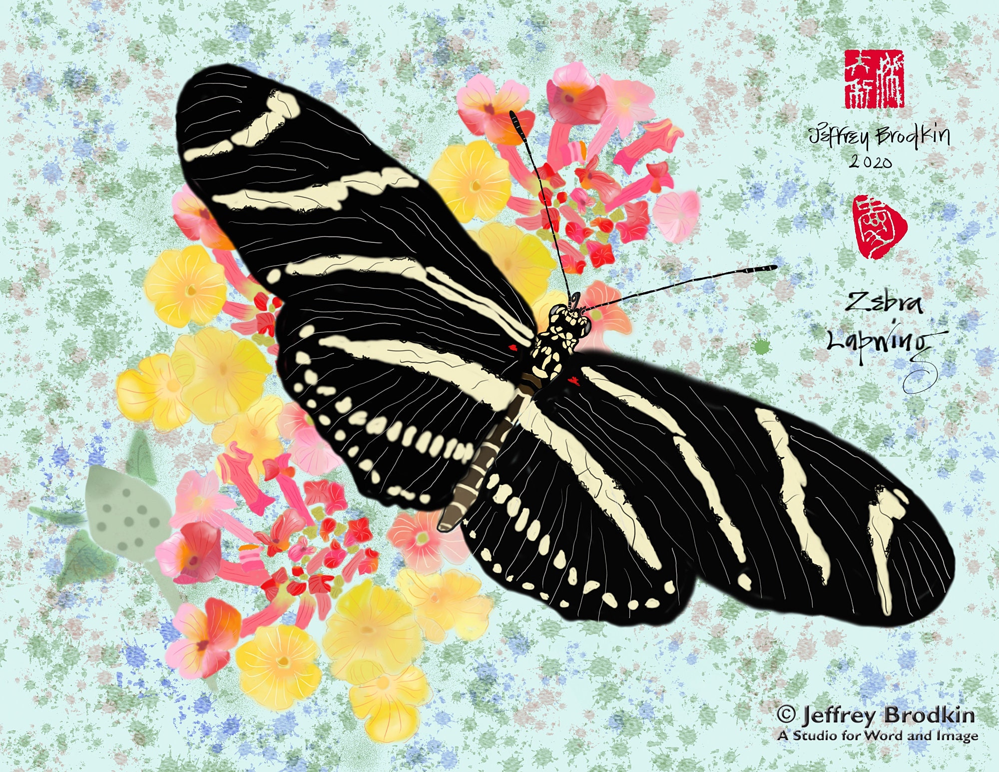 Zebra Longwing Butterfly. Digital art. Print with mat and | Etsy