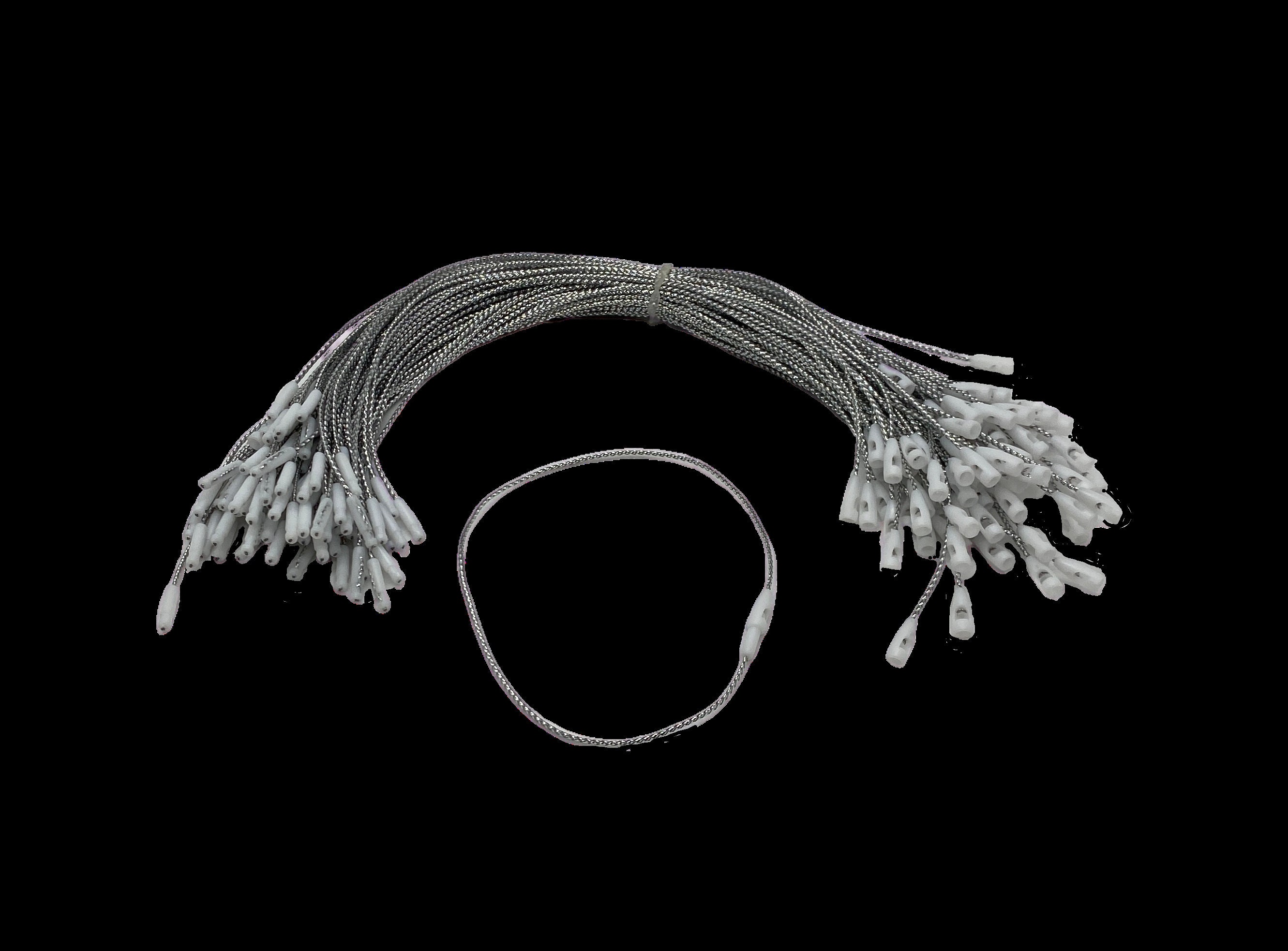 Silver Hang Tag String, Short & Long Sizes, Snap Fastener, Thin Rope ...