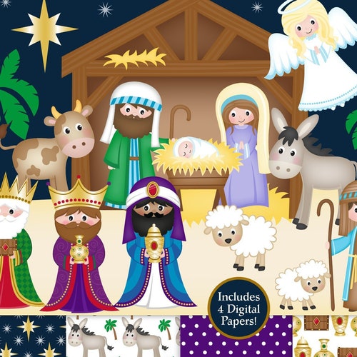 Nativity Clipart Nativity Clip Art Christmas Clipart Mary - Etsy