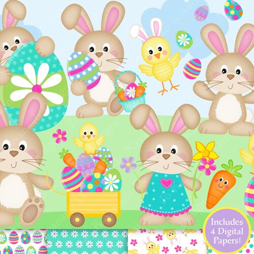 Easter Clipart & Digital Paper Seteaster Clip Arteaster - Etsy