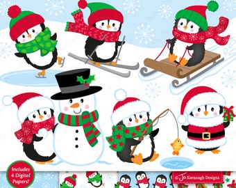 Cute Penguin Clipart | Etsy