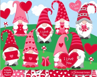 Valentine Gnome Clipart - Etsy
