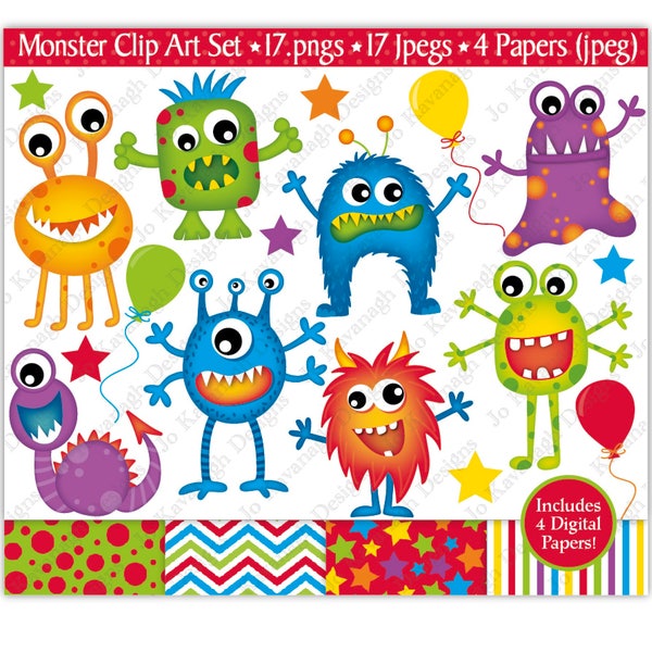 Monsters Clipart - Etsy