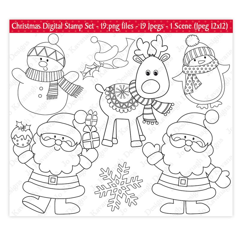 Santa Stamp Clipart - Etsy