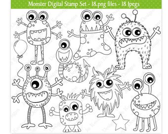 Monster stamps | Etsy