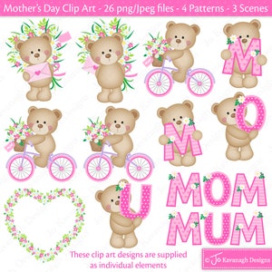 Mothers Day Clipart, Mothers Day, Mom Clipart, Mum Clipart, Bear ...