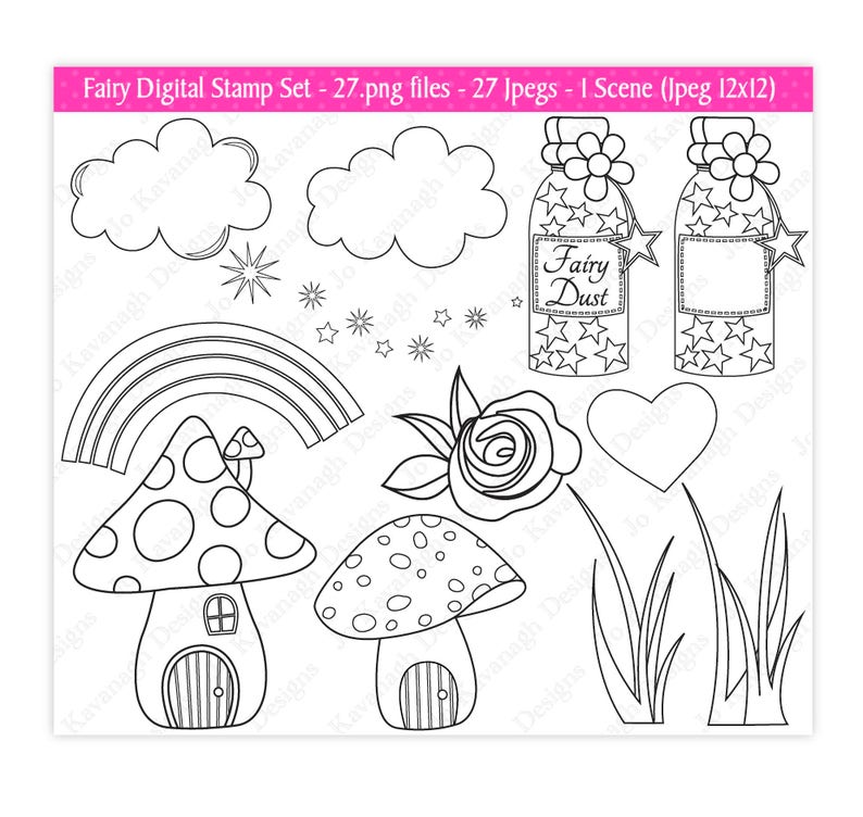 Fairy Digital Stamps,fairy Stamps,unicorn Digital Stamps,digital Stamps ...