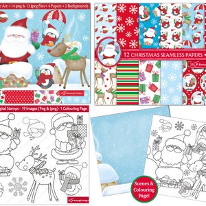 Christmas Clipart Bundle, Christmas Digital Paper, Christmas Digital ...