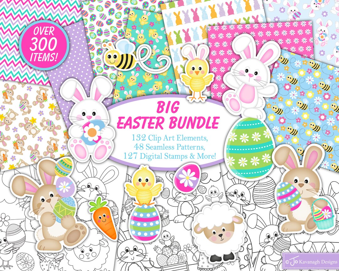 Easter Clipart Bundle, Easter Digital Stamps, Easter Digital Paper ...