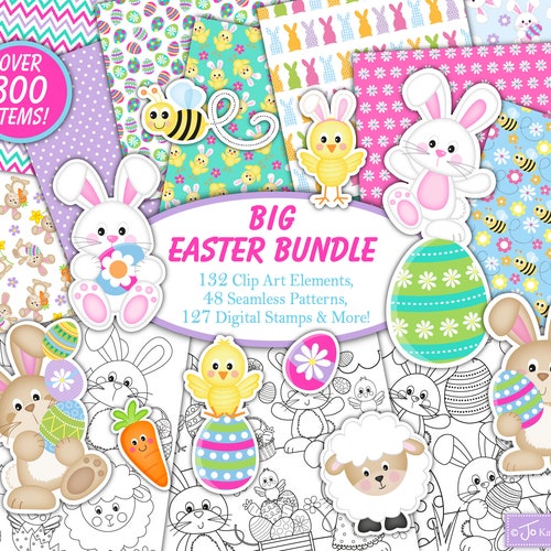 Easter Bunny Clipart Commercial Use Vector Graphics Digital - Etsy