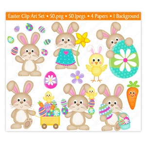 Easter Clipart & Digital Paper Set,easter Bunny Clipart,easter Clip Art ...