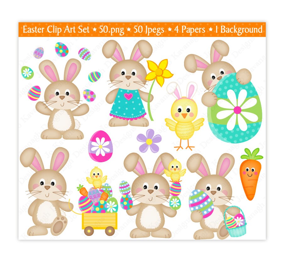 Easter Clipart & Digital Paper Set,easter Bunny Clipart,easter Clip Art ...