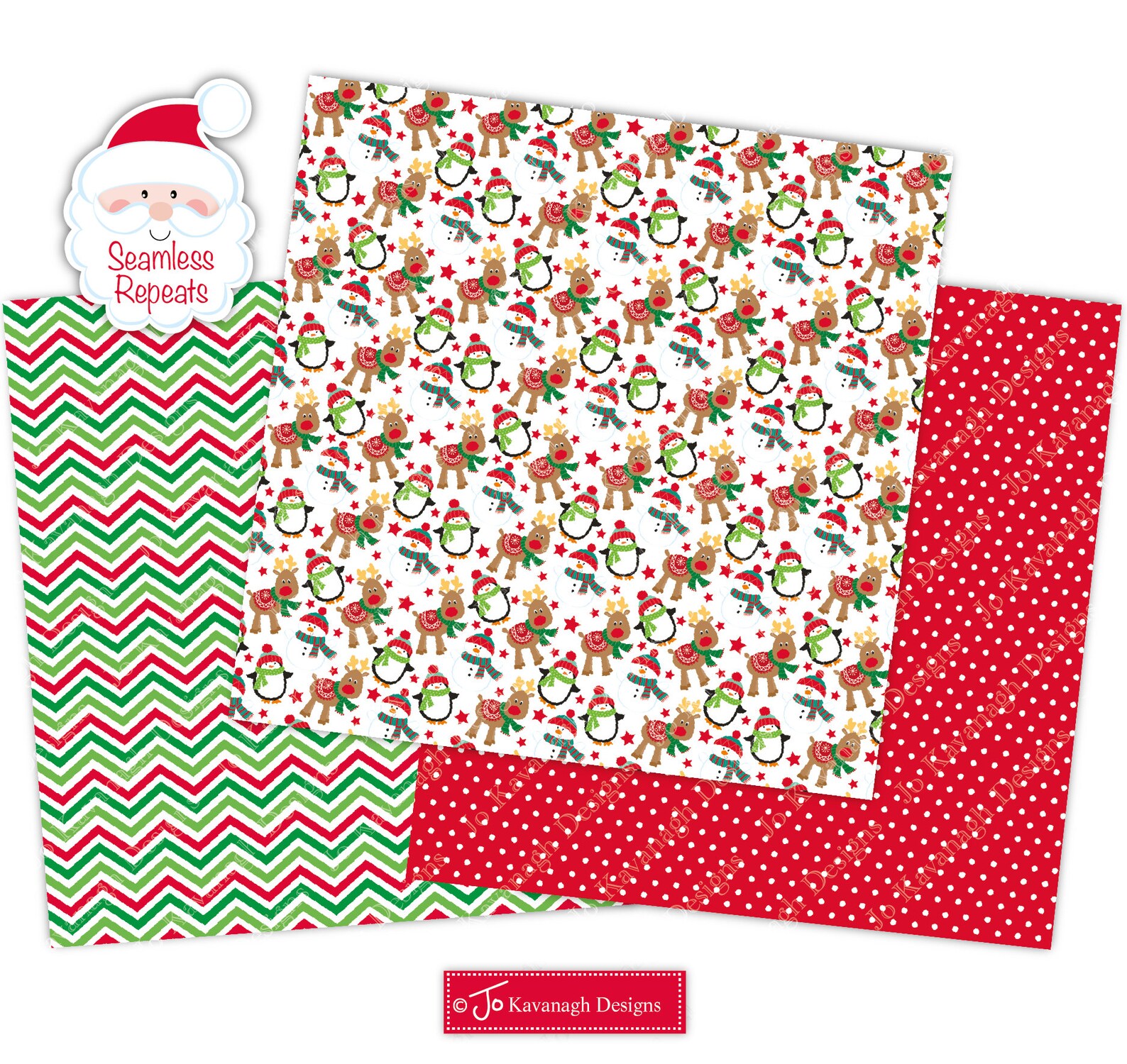 Christmas Digital Paperschristmas Scrapbook Paperssanta - Etsy UK