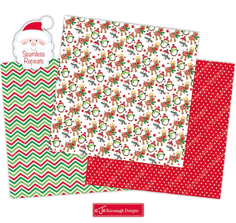 Christmas Digital Papers,christmas Scrapbook Papers,santa Paper ...