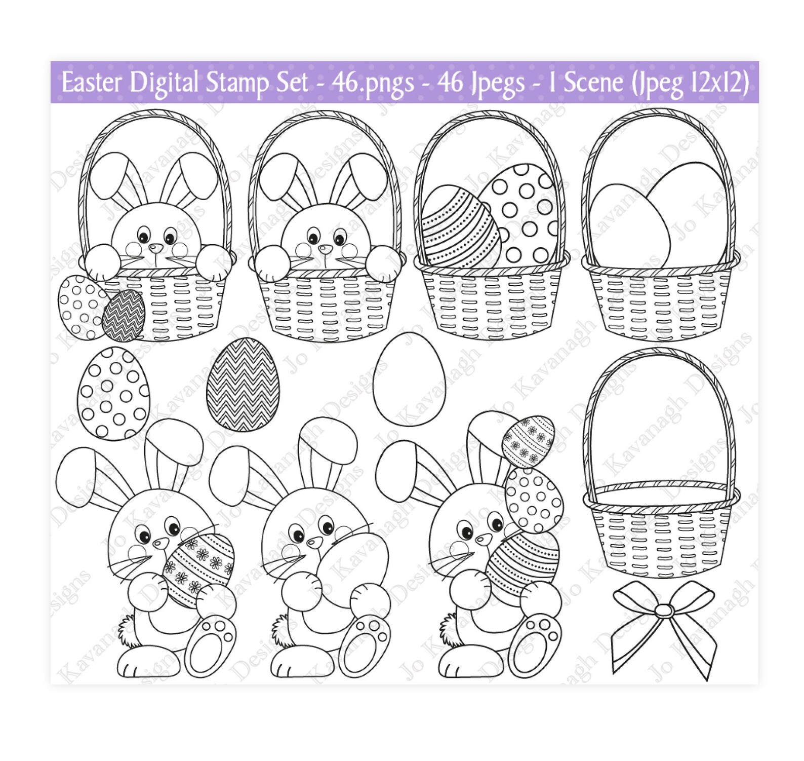 Easter Digital Stamps,easter Stamps,easter Clipart,easter Colouring ...