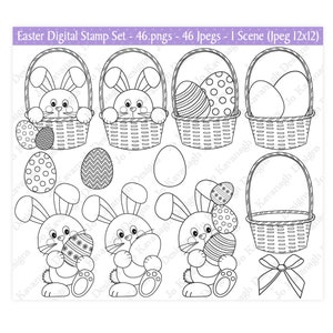 Easter Digital Stamps,easter Stamps,easter Clipart,easter Colouring ...