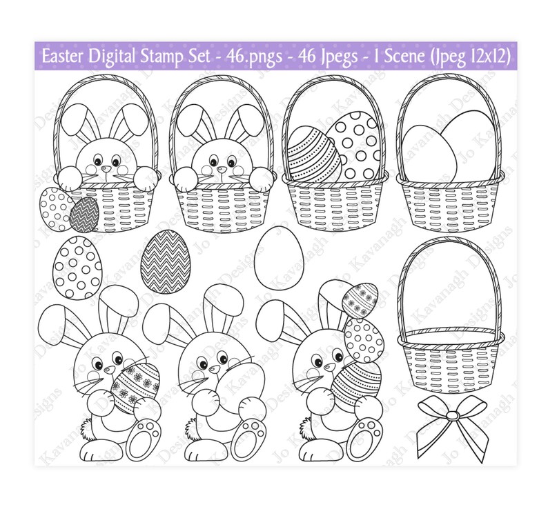 Easter Digital Stamps,easter Stamps,easter Clipart,easter Colouring ...