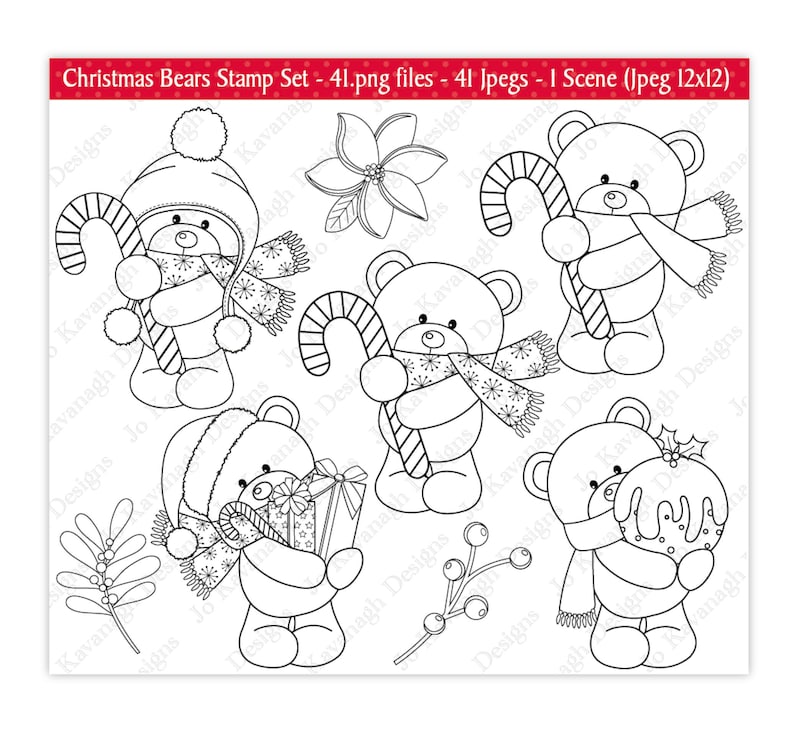Christmas Digital Stampsdigital Stampschristmas Bear Digital - Etsy New ...