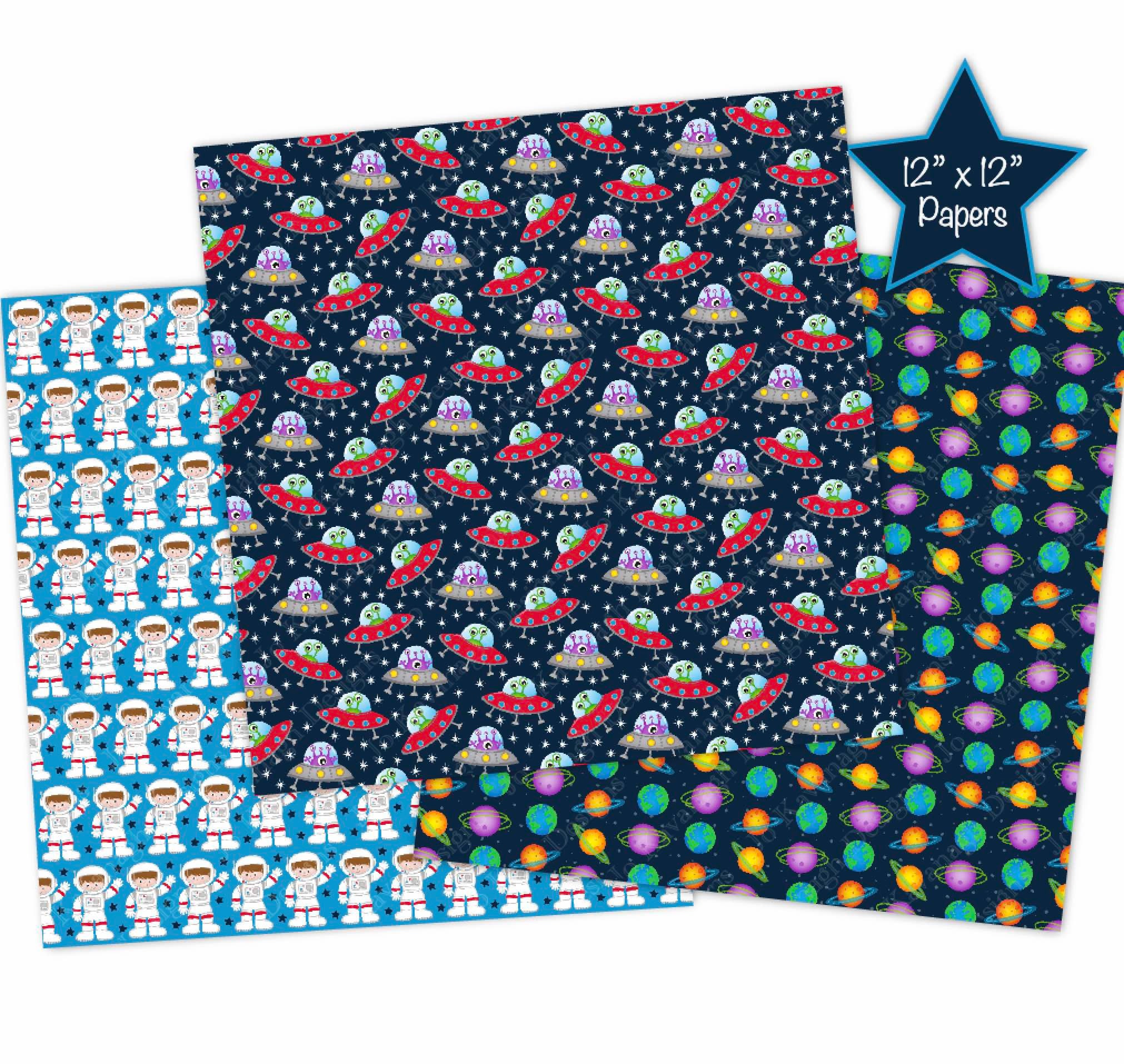 Space Digital Papers,space Paper Pack,astronaut Digital Papers, Space ...