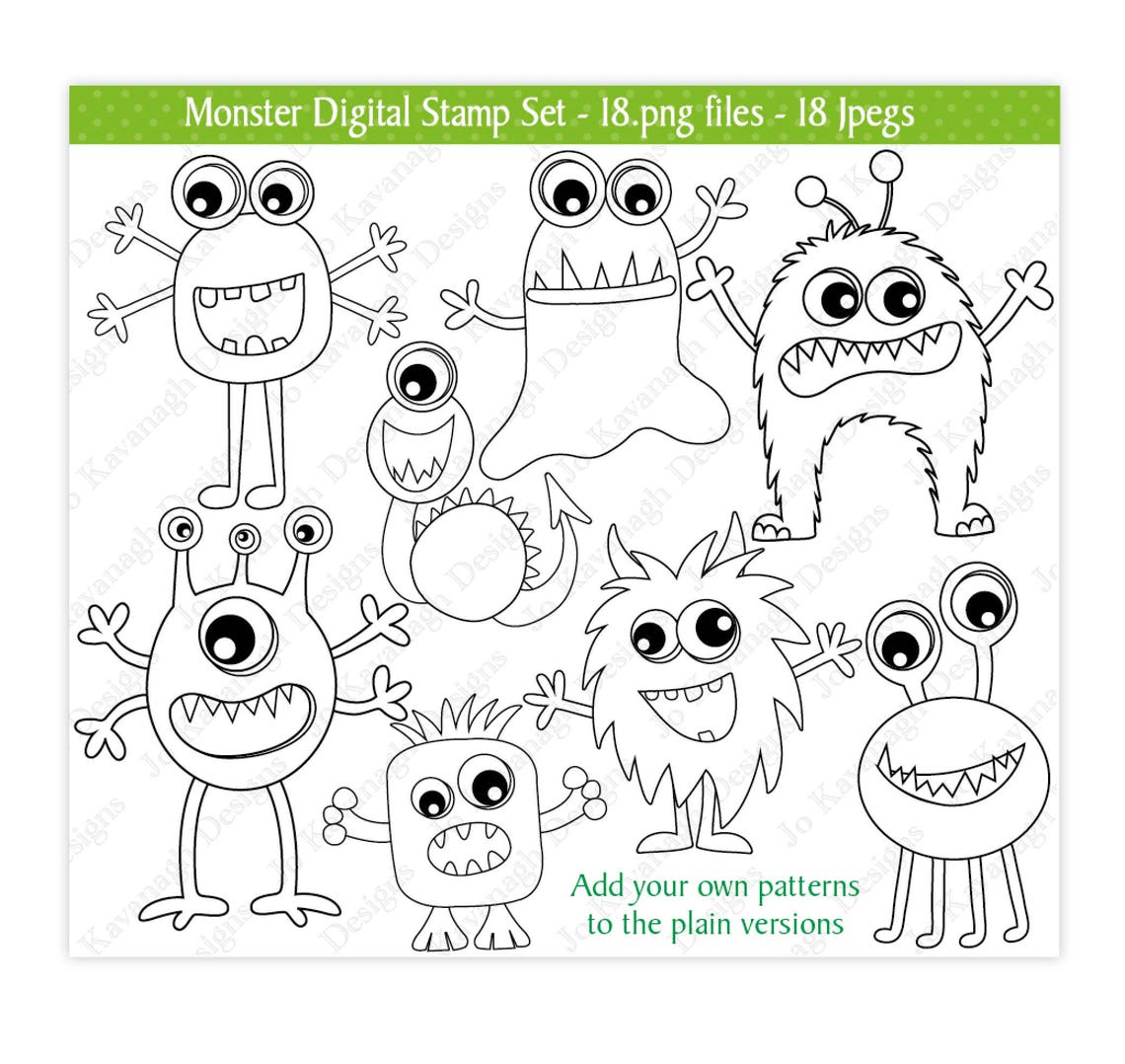 Monster Digital Stampsalien Digital Stampsdigital | Etsy