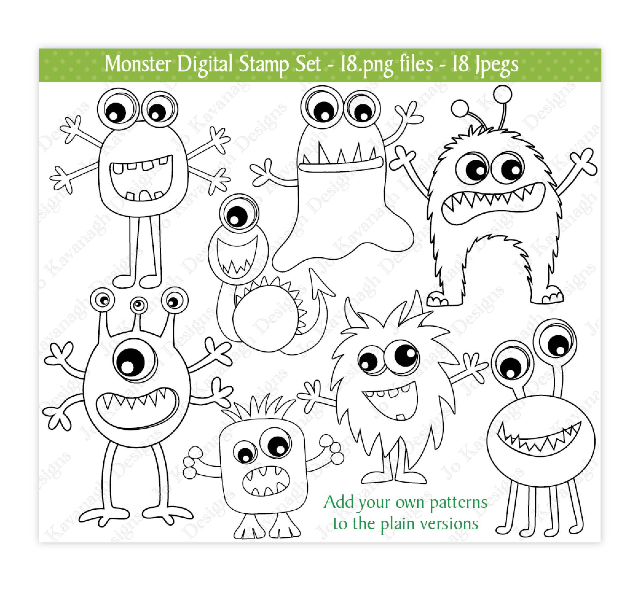 Monster Digital Stampsalien Digital Stampsdigital | Etsy UK