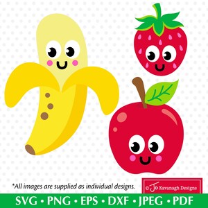 Fruit SVG Bundle, Cute Fruit Clipart, Summer Fruits SVG, Apple SVG ...