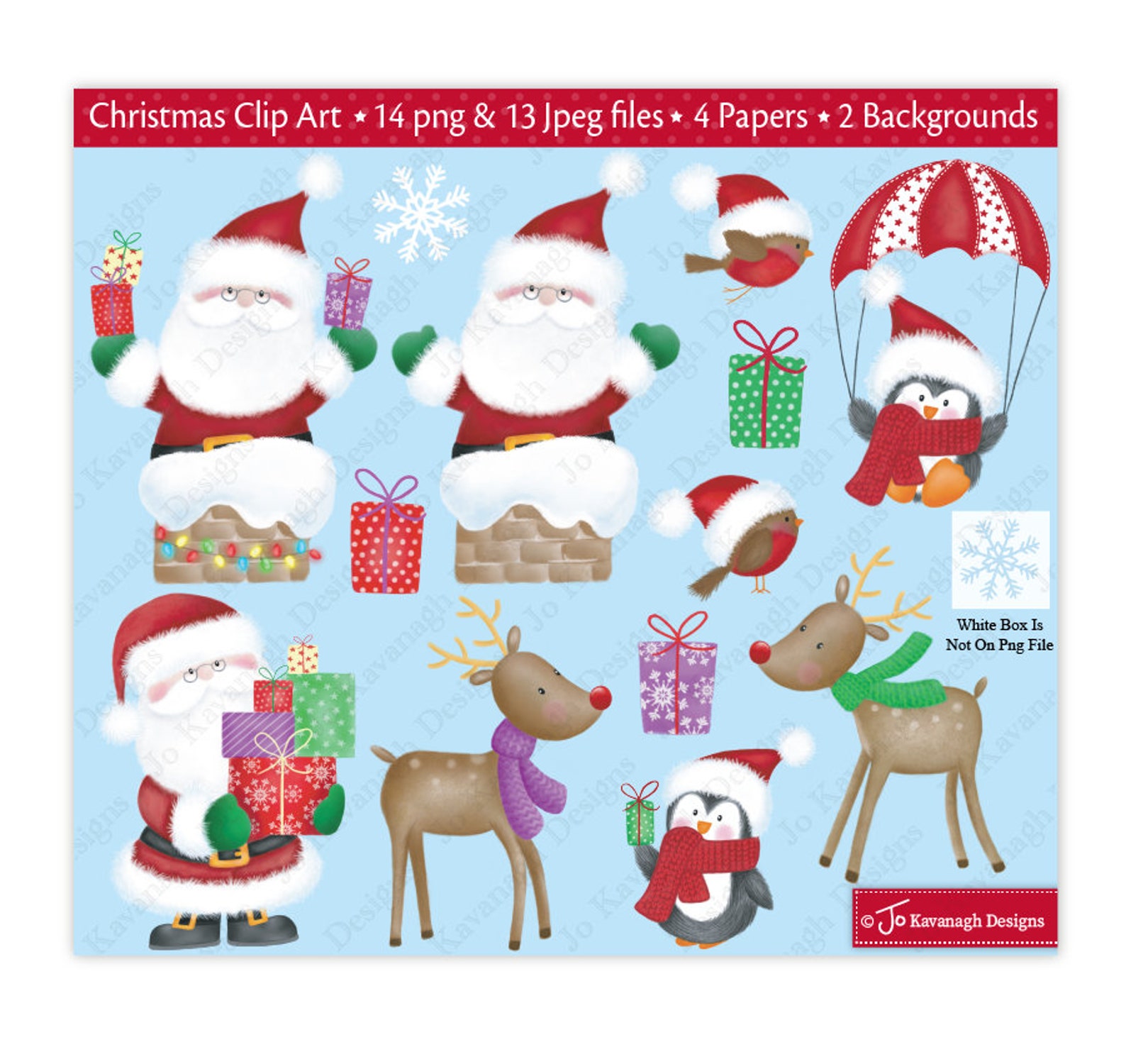 Christmas Clipart-christmas Digital Papers-santa - Etsy