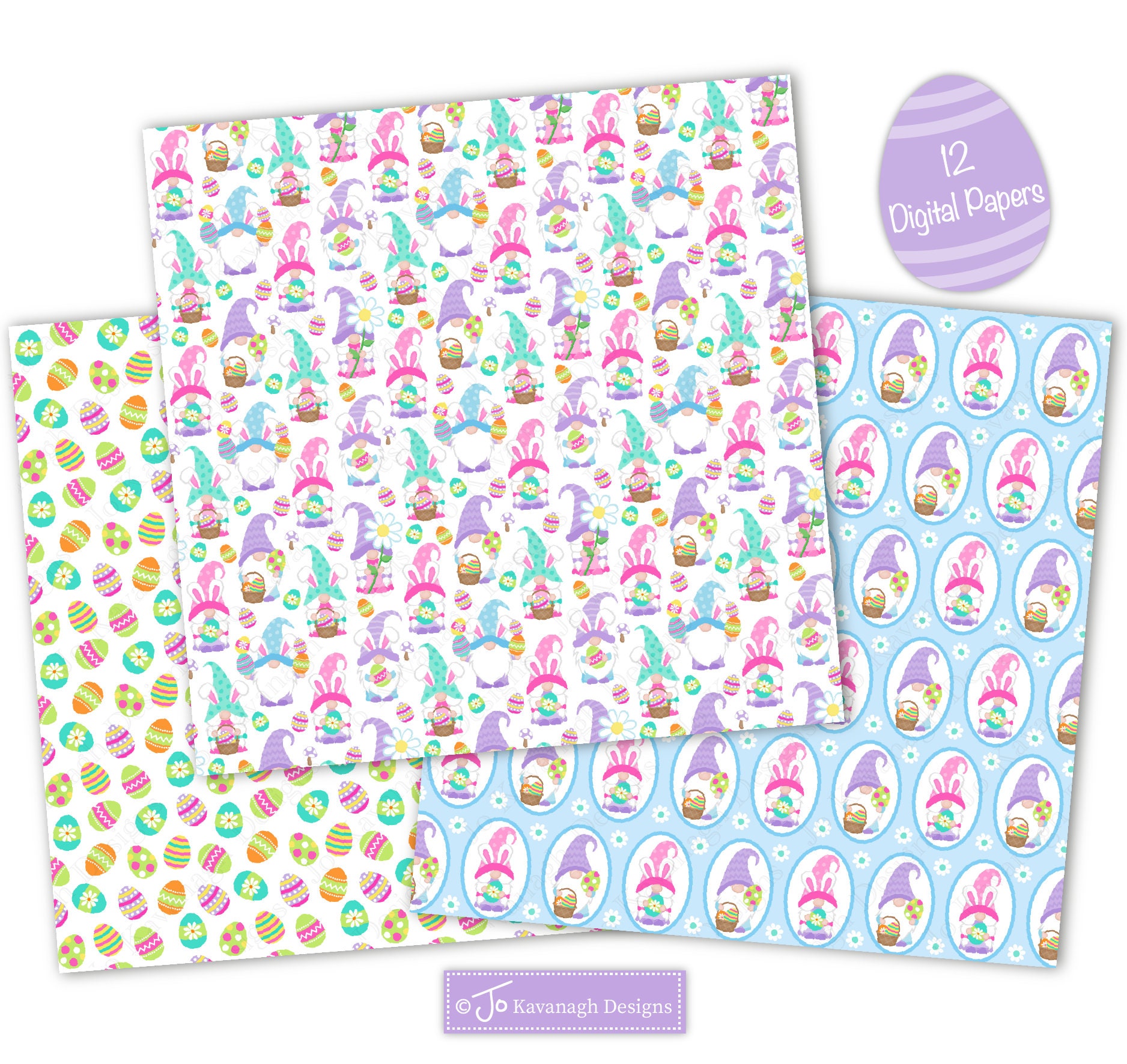 Easter Digital Papers, Easter Gnome Digital Paper, Easter Gnomes ...