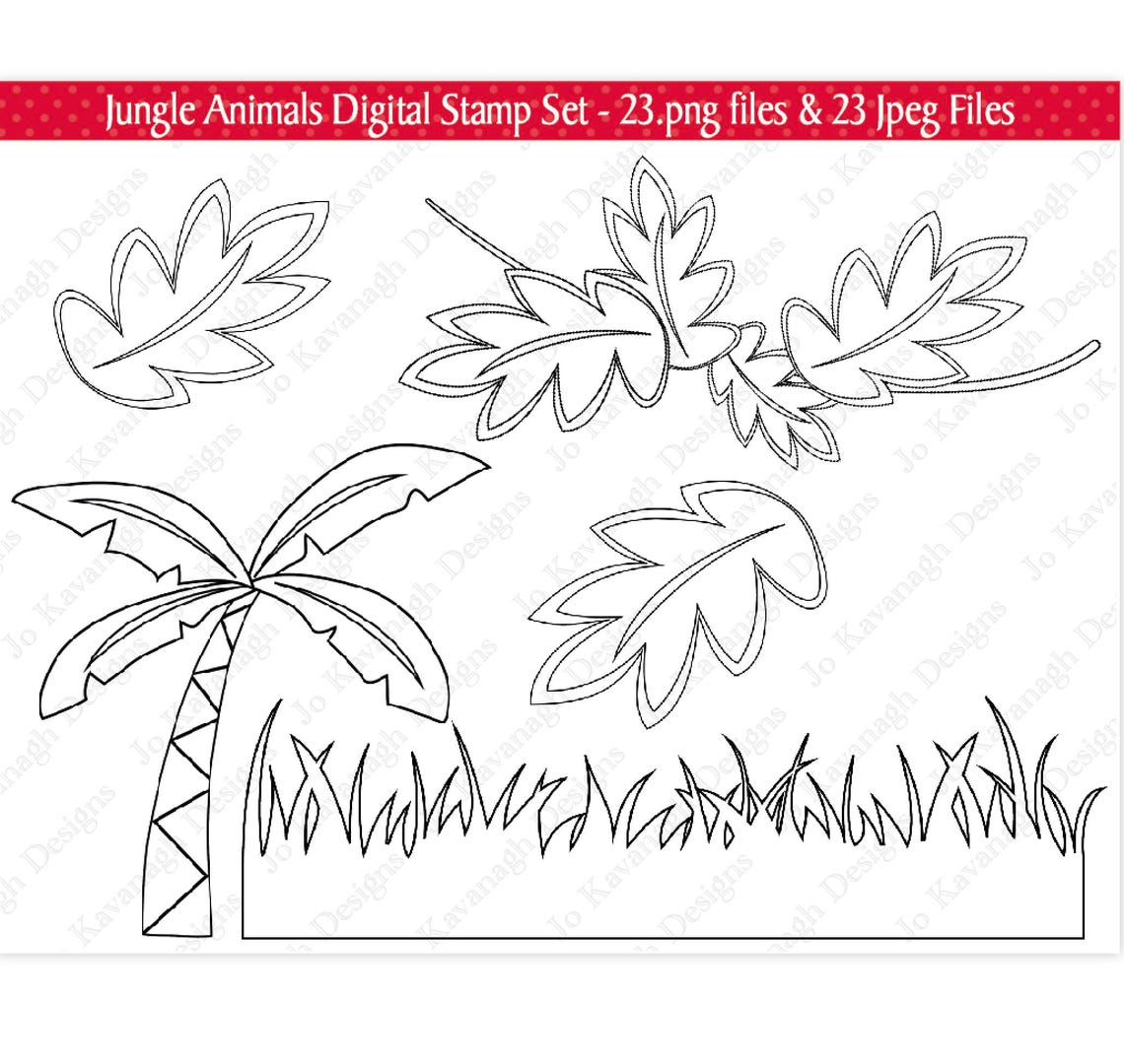 Jungle Digital Stamps,jungle Stamps,jungle Animal Stamps,jungle Clipart ...