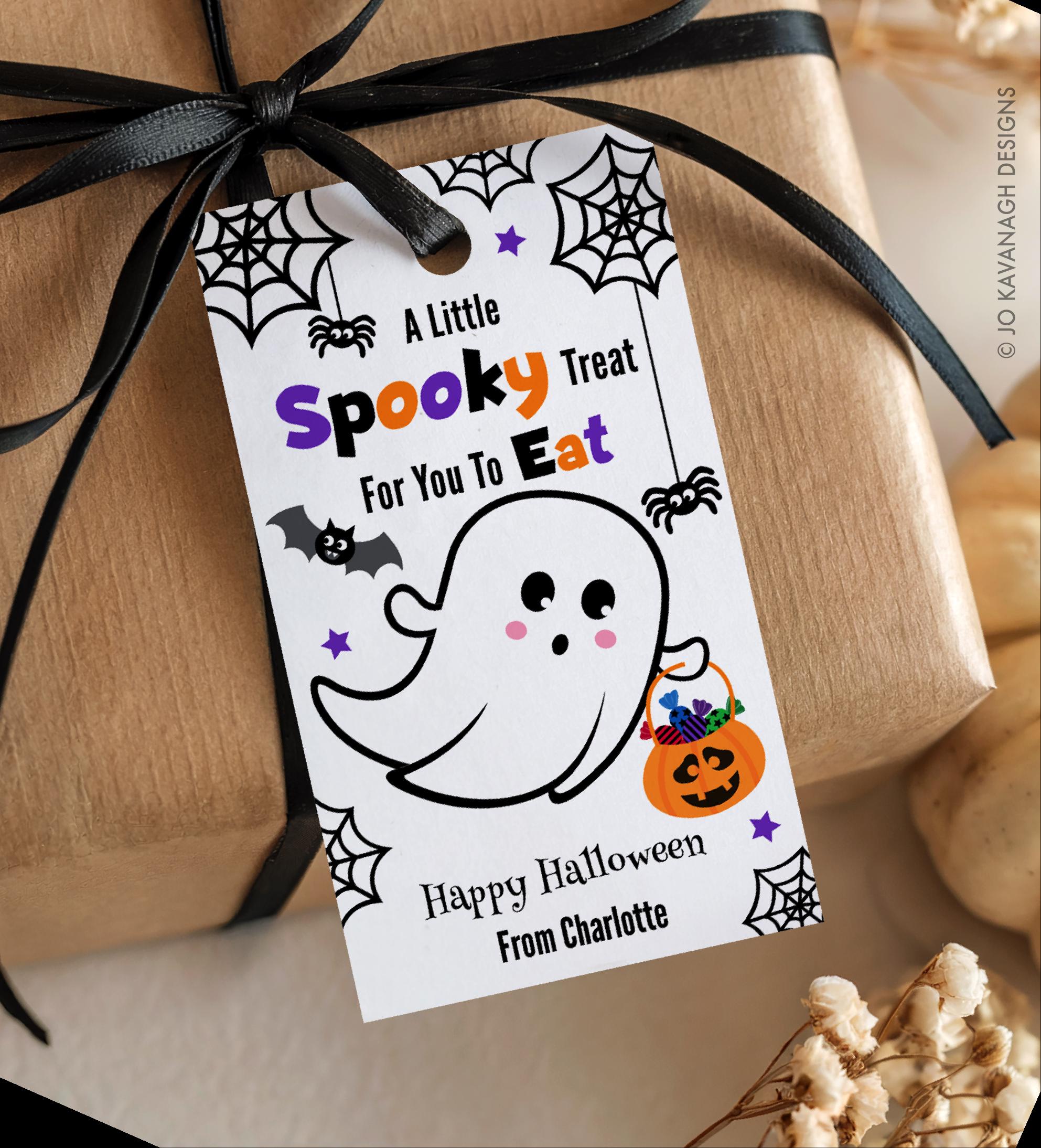 Editable Happy Halloween Gift Tags, Ghost Trick or Treat Favour Bag Tag ...